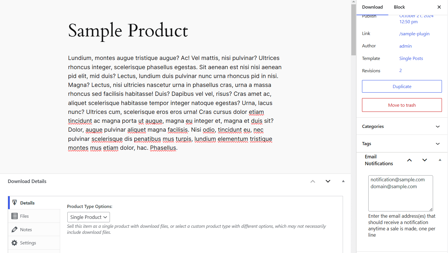 Per Product Notifications – Easy Digital Downloads Documentation