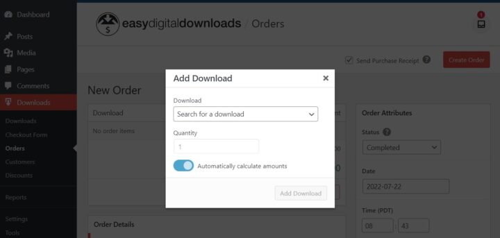 Manually Creating Purchases – Easy Digital Downloads Documentation