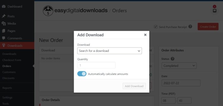 Manually Creating Purchases – Easy Digital Downloads Documentation