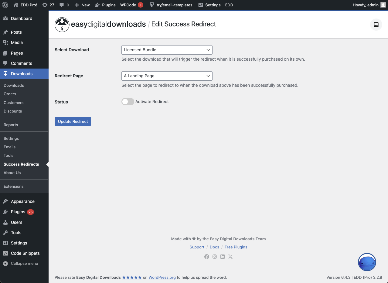 Conditional Success Redirects – Easy Digital Downloads