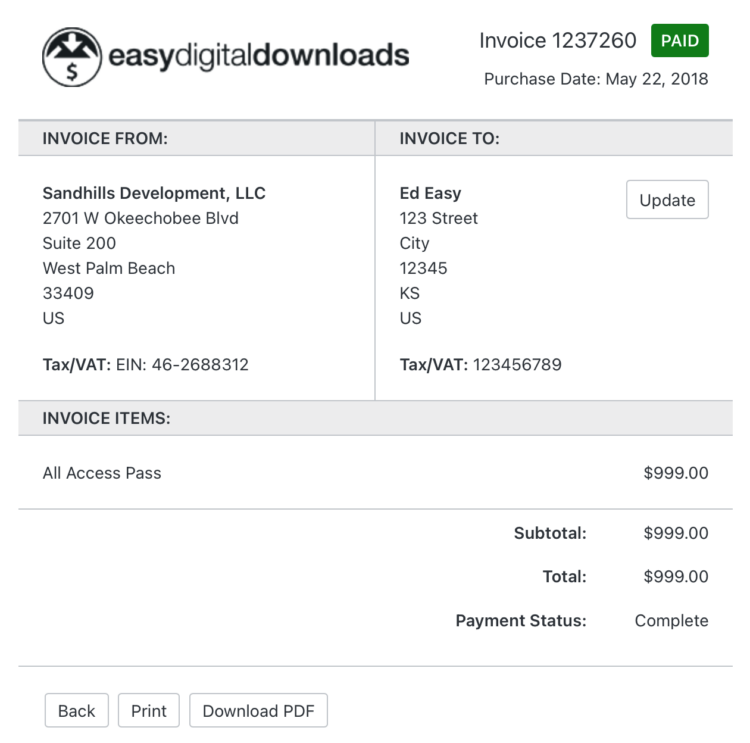 Invoices – Easy Digital Downloads